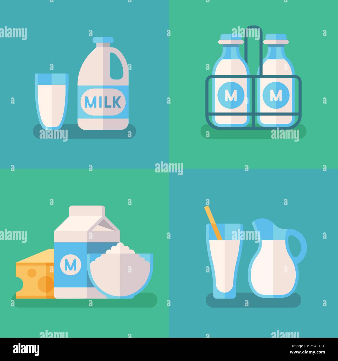Fresh organic milk vector concept background with dairy products. Milk ...
