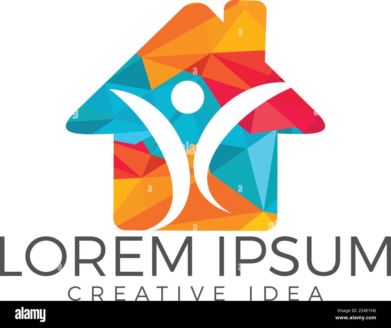 Abstract happy human home logo design. Health center home care real ...