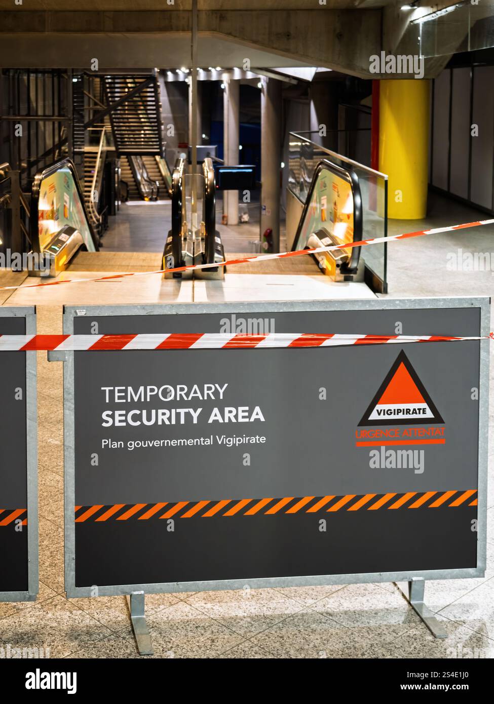 Strasbourg, France - Jan 11, 2025: A temporary security area at ...