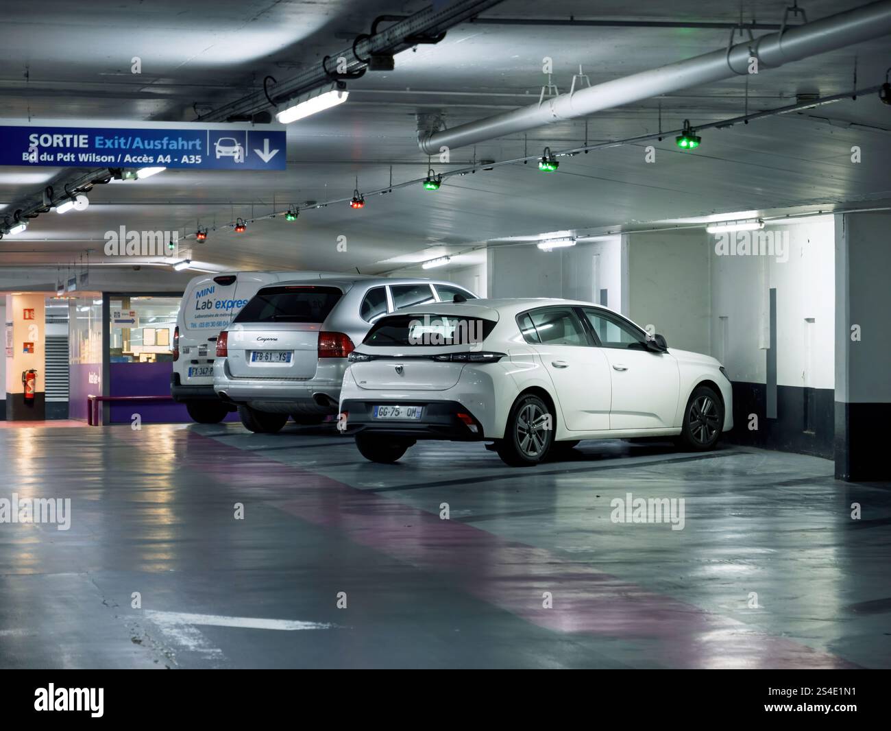 Strasbourg, France - Jan 11, 2025: An underground parking area at Gare ...