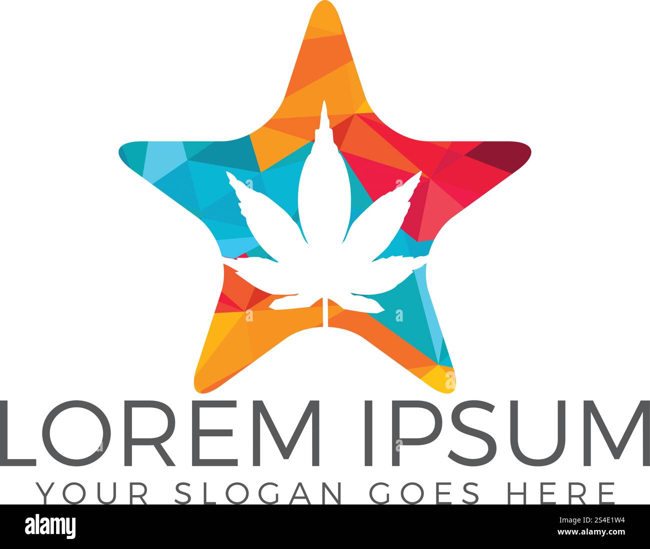 Star symbol with cannabis leaf inside logo design Stock Vector Image ...