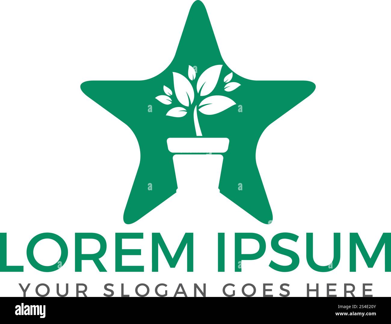 Flower pot and plant logo. Growth vector logo. Star shaped sign Stock ...