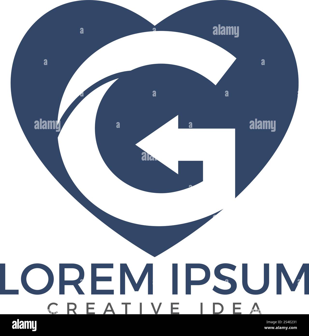 Letter G arrow icon logo design template. Heart shaped letter G logo ...