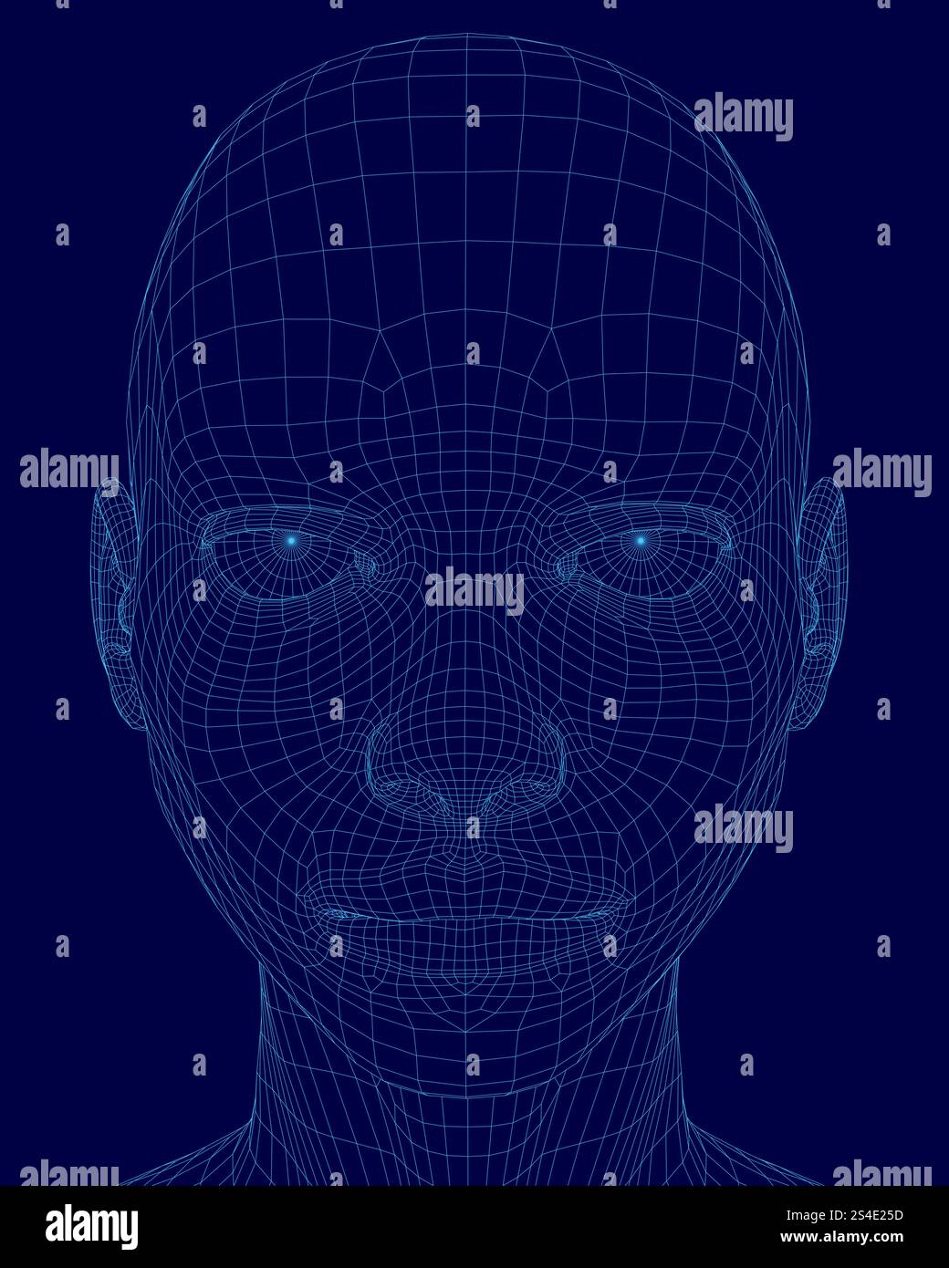 Blue face with a grid pattern on it. The face is very detailed Stock ...