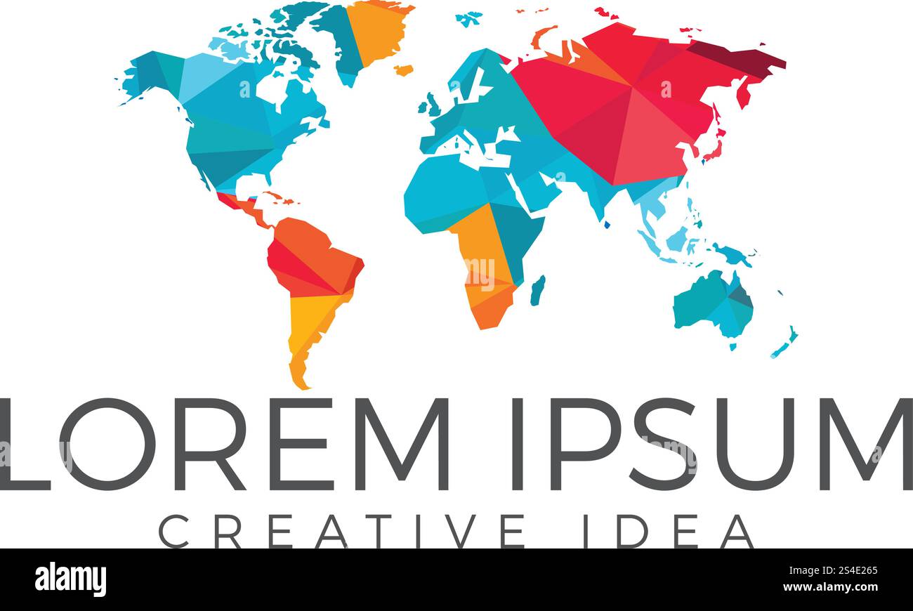 World map logo hi-res stock photography and images - Alamy