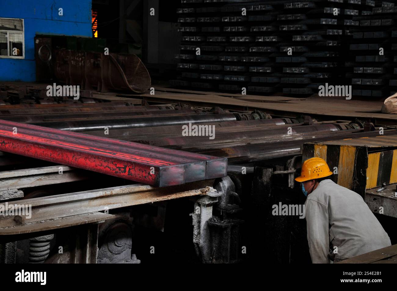 Hot steel in the steel mill workshop production line Stock Photo - Alamy