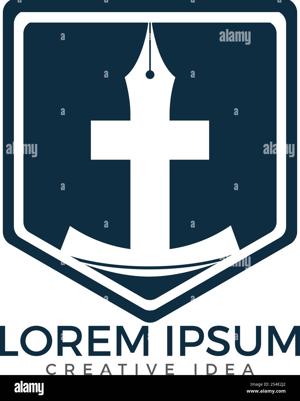 Christian church vector logo design. Crucifixion and pen nib icon ...