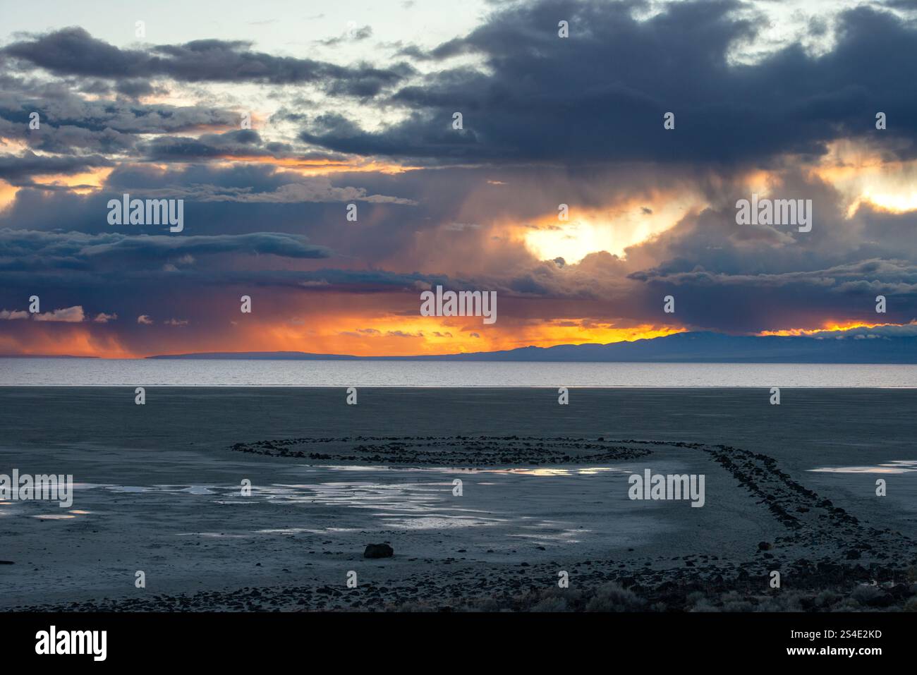 Sunset at Iconic Spiral Jetty, 1970 earthwork by Robert Smithson. Rozel ...