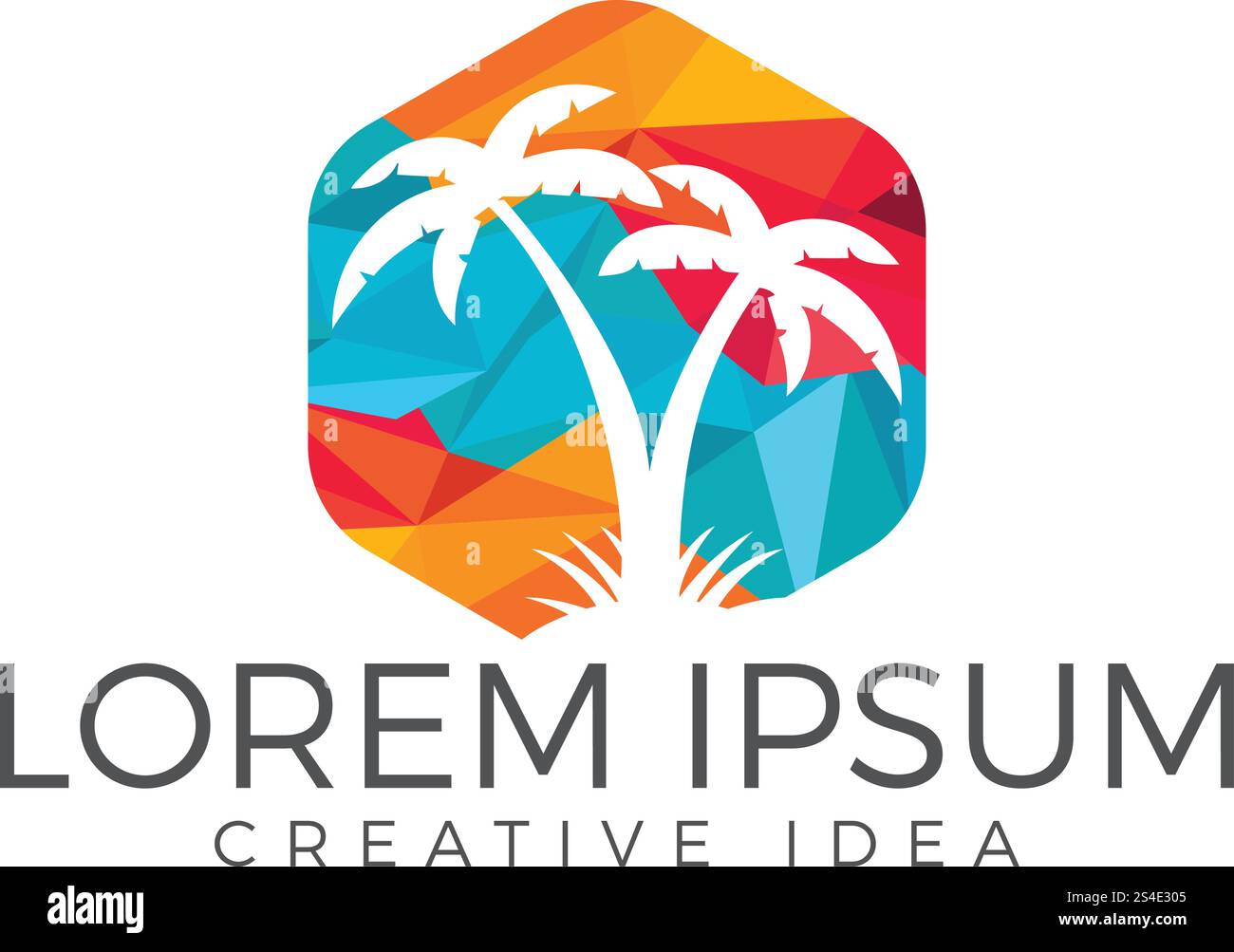 Tropical beach and palm tree logo design Stock Vector Image & Art - Alamy