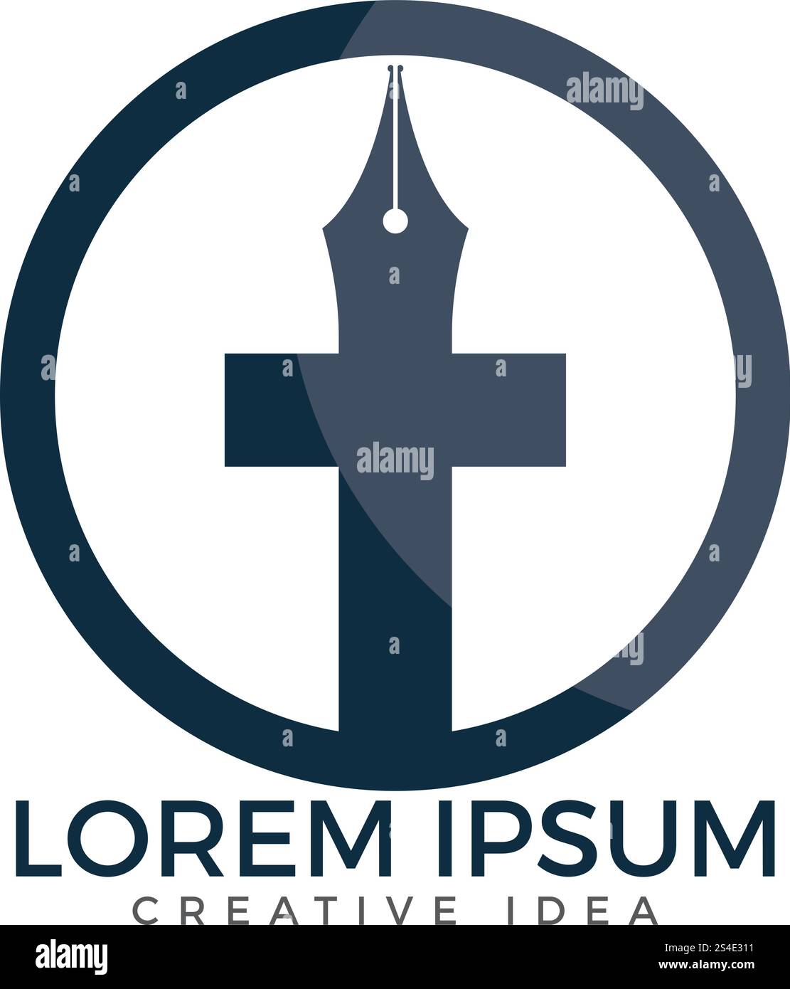 Christian church vector logo design. Crucifixion and pen nib icon ...