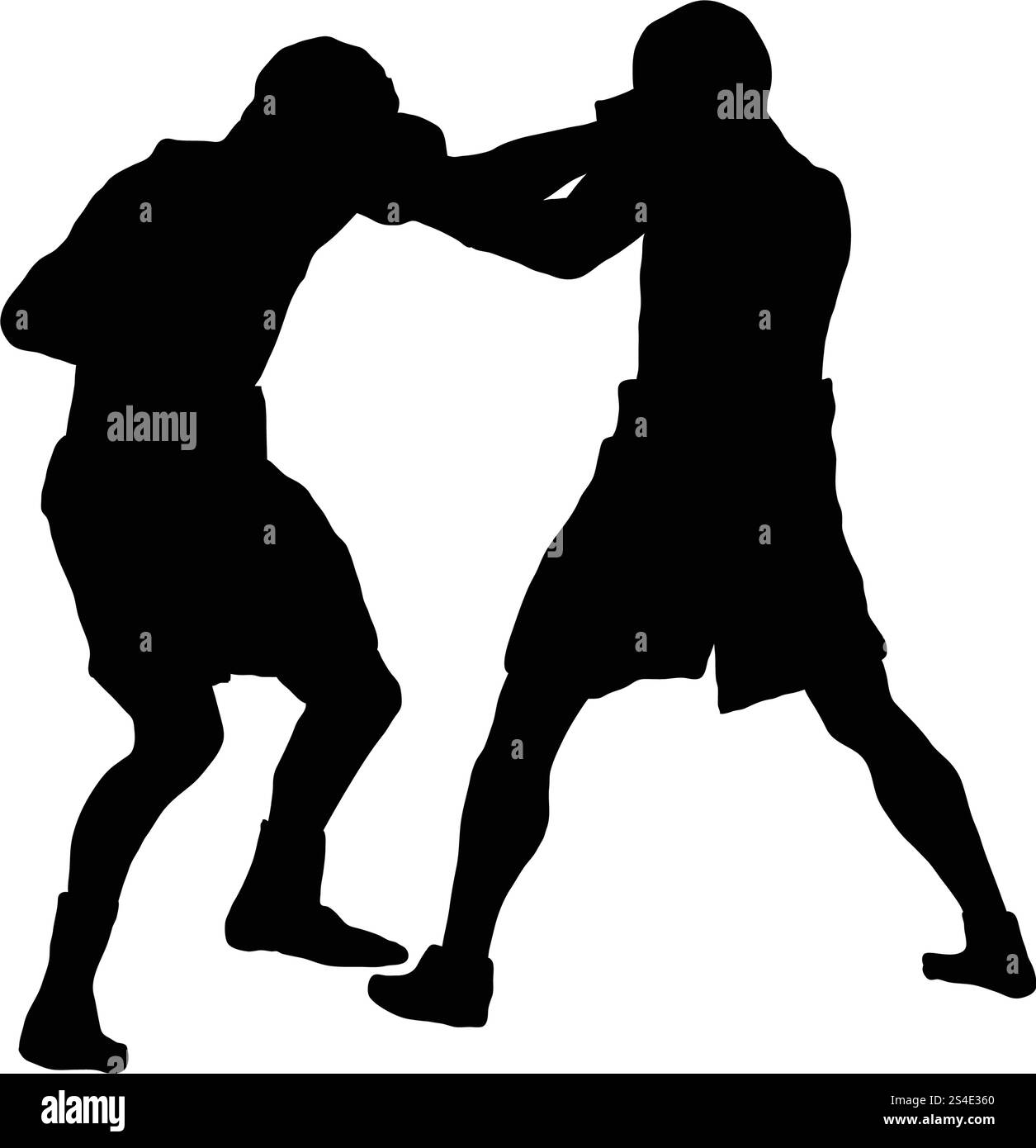 Boxing silhouette. Black on White. Vector illustration Stock Vector ...