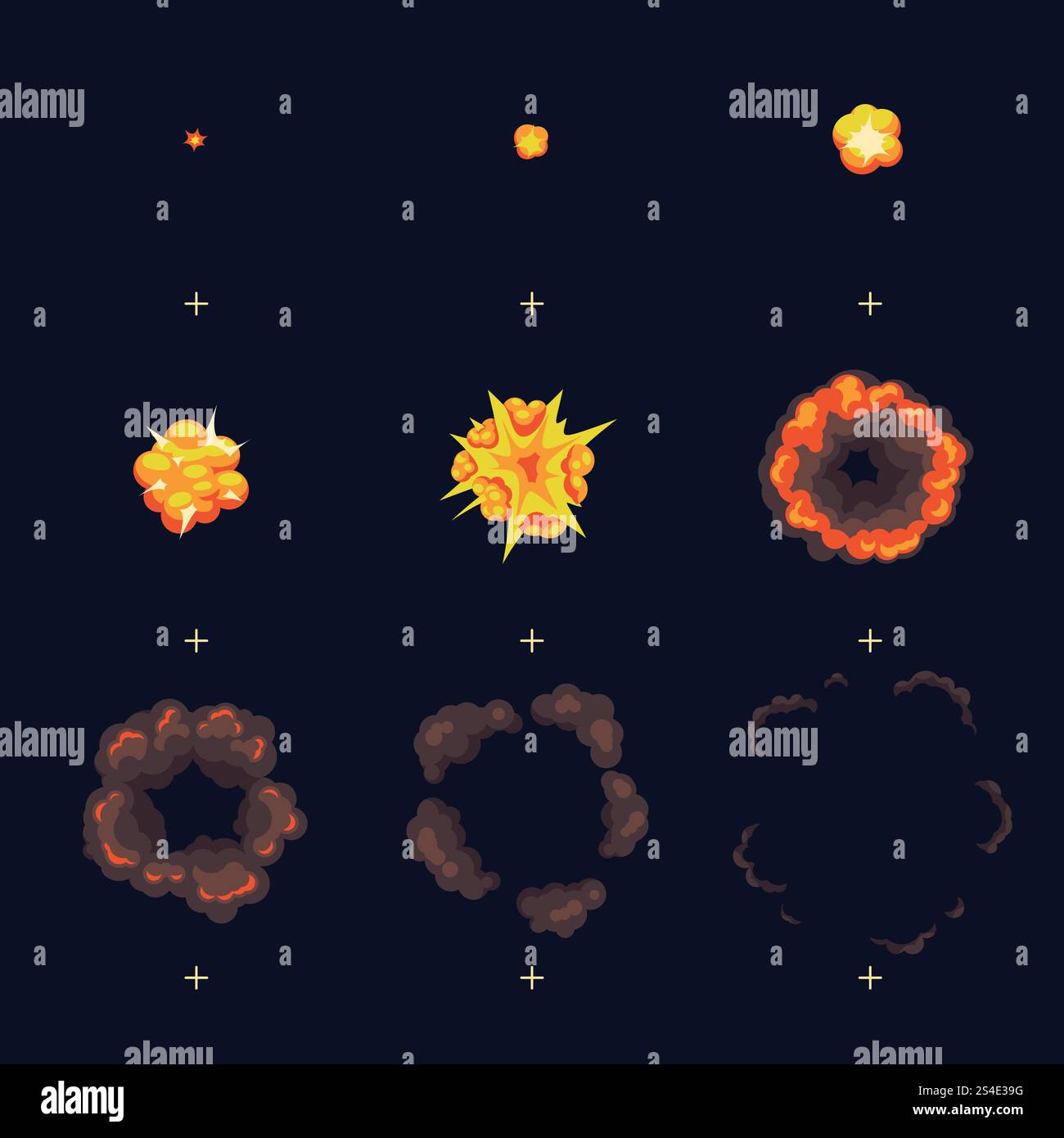 Cartoon disappear explode bomb explosion with smoke cloud vector ...