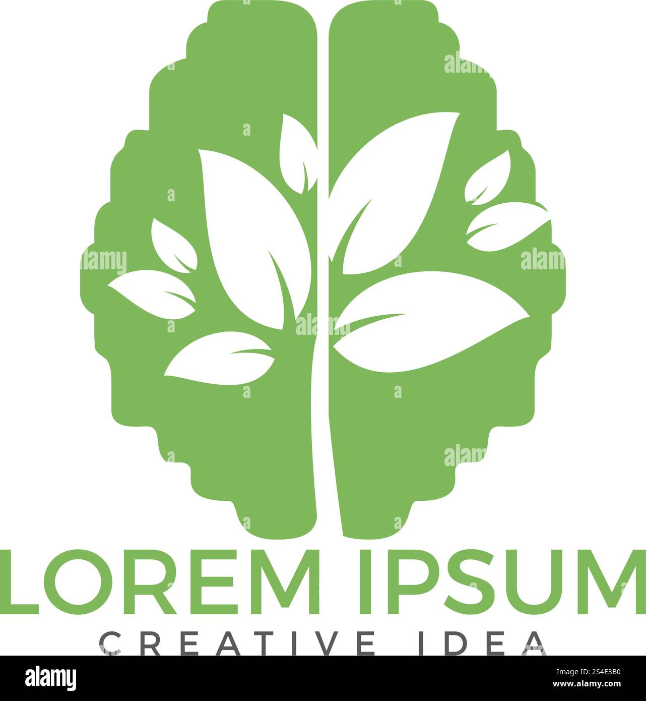 Green Brain tree logo design. Think Green label Stock Vector Image ...