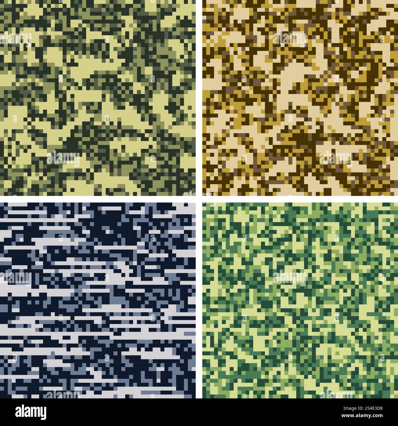 Military camouflage, army uniform fabric vector seamless patterns ...