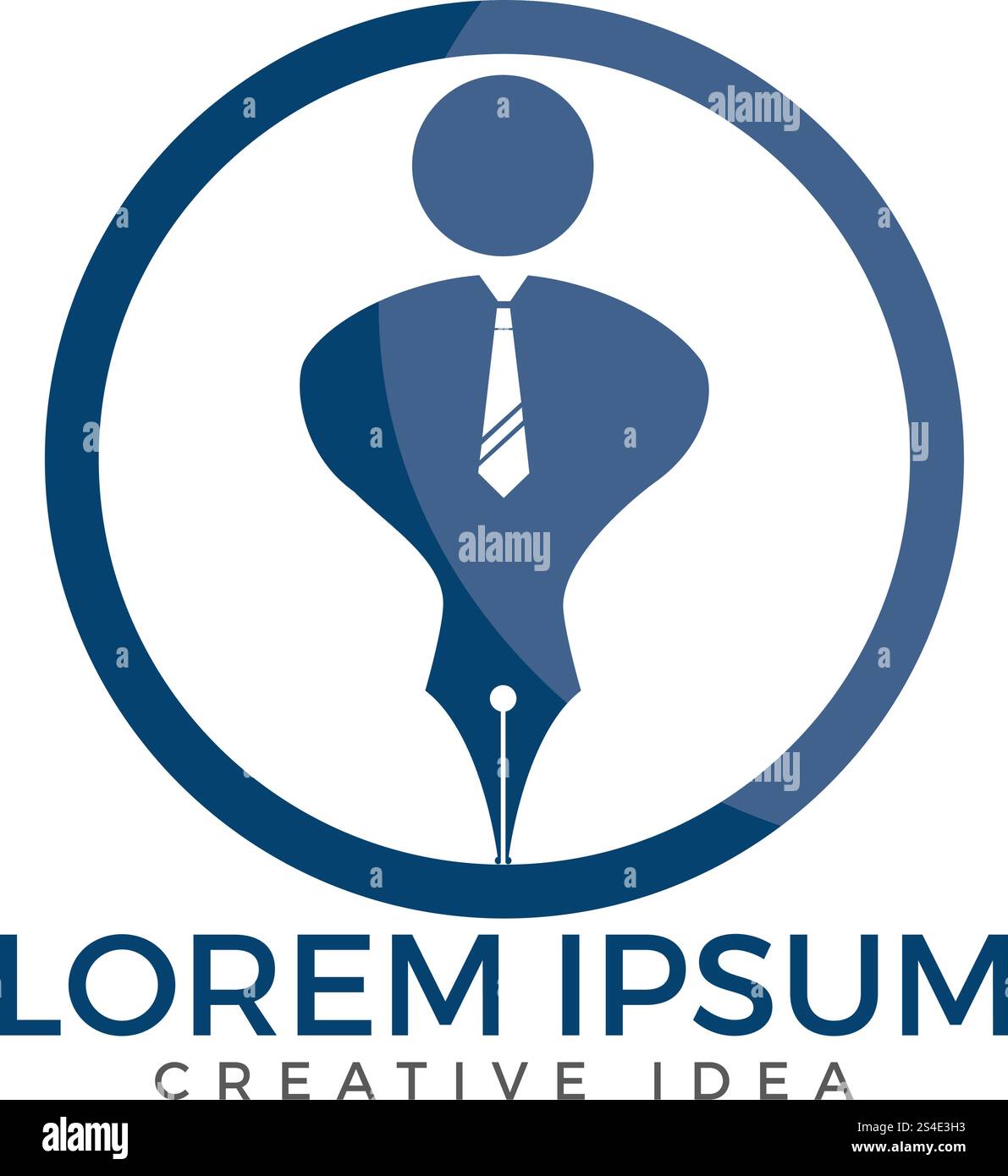 Pen nib or pen tip with a man head on the top for gentle pen logo ...