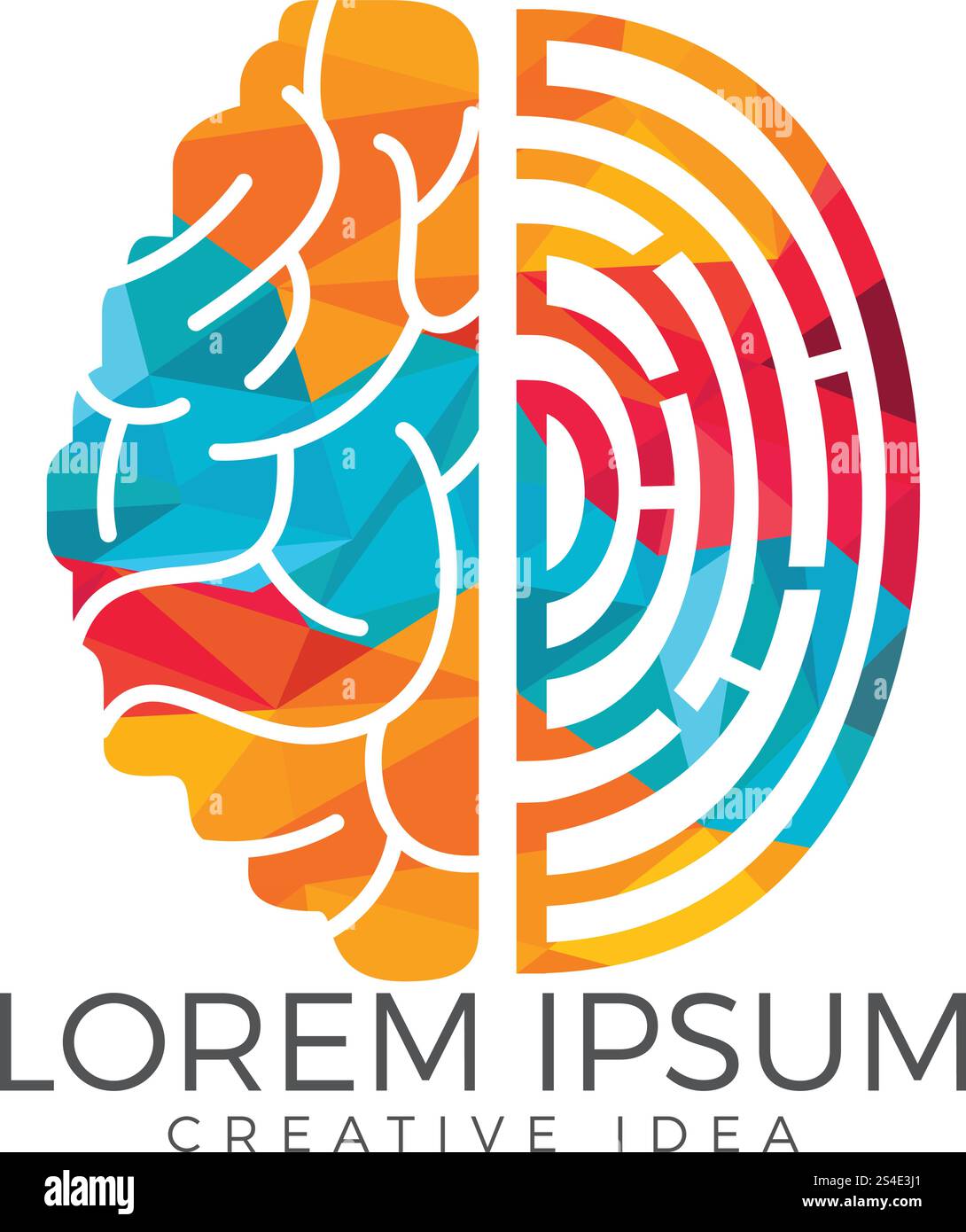 Vector logo icon with brain and fingerprint Stock Vector Image & Art ...