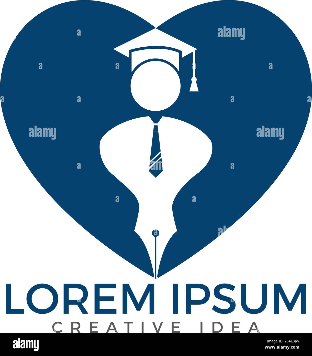 Pen nib or pen tip with a man head and heart logo vector. Education ...