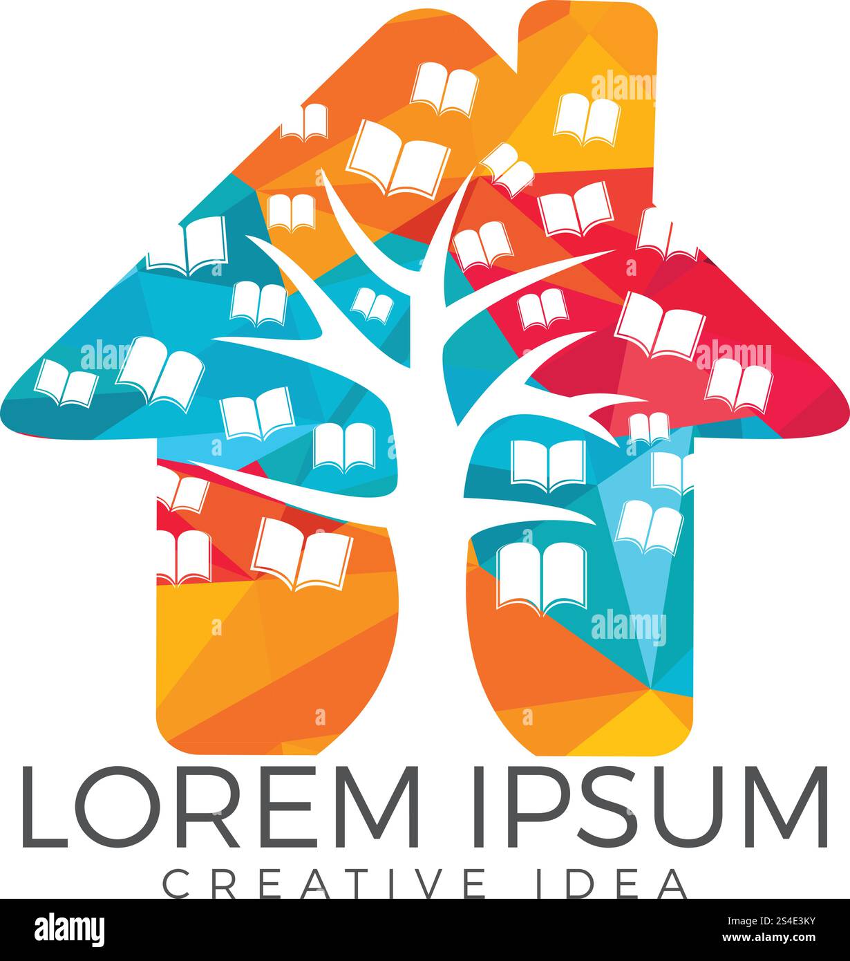 Education tree and books logo design. Home sign icon. Institutional and ...