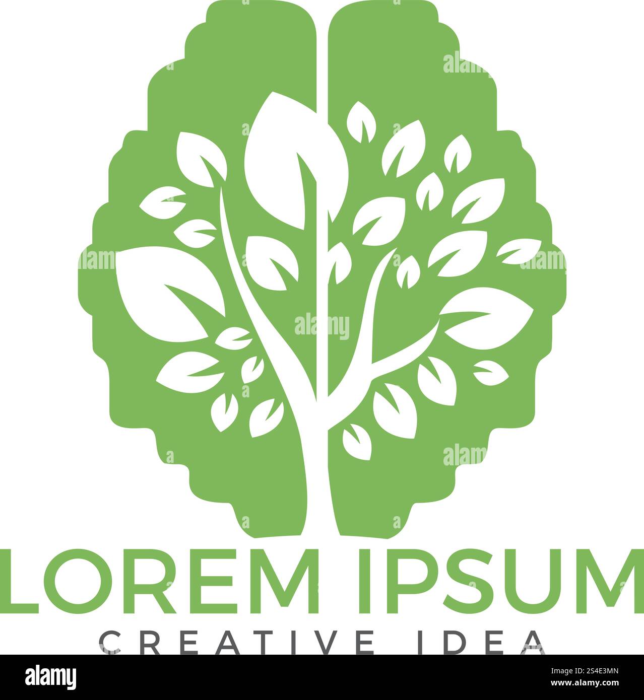 Green Brain tree logo design. Think Green label Stock Vector Image ...