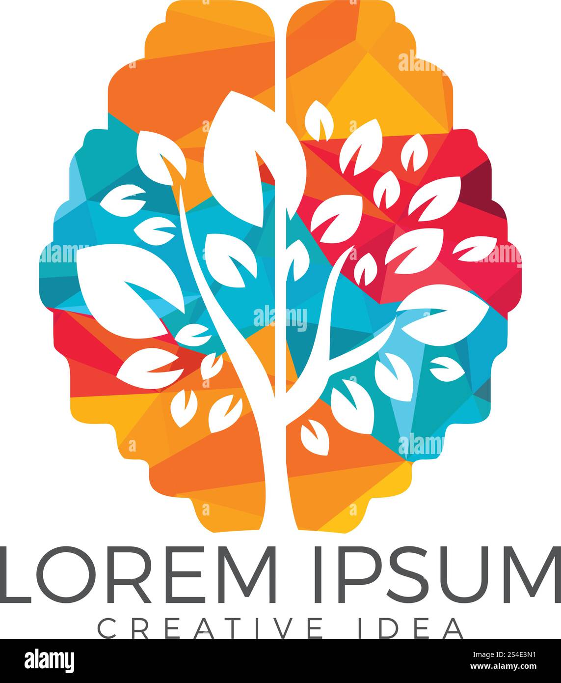 Green Brain tree logo design. Think Green label Stock Vector Image ...