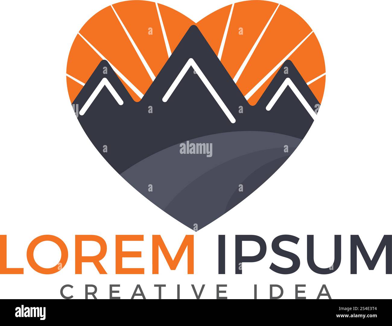 Mountains love logo design. Heart shape sign template Stock Vector ...