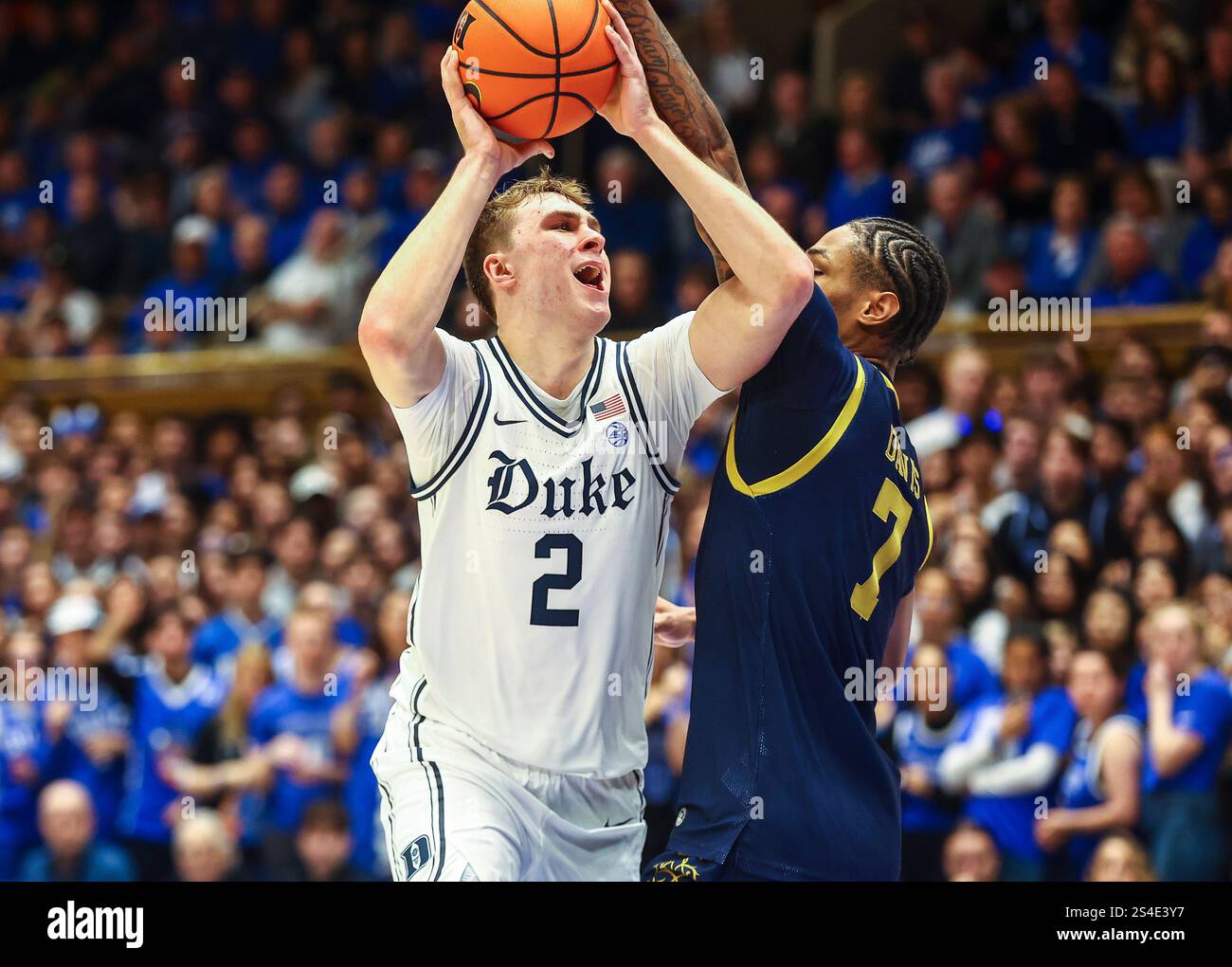 January 11, 2025: Duke guard Cooper Flagg (2) drives to the basket in ...