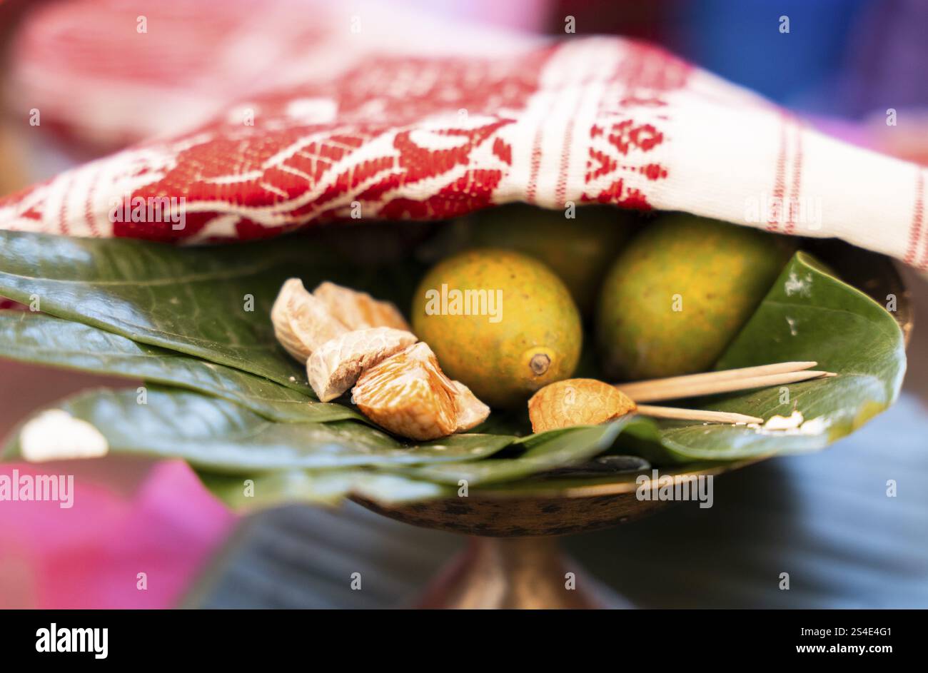 Assamese traditional food Tamul-paan (areca nut and betel leaves) at a ...