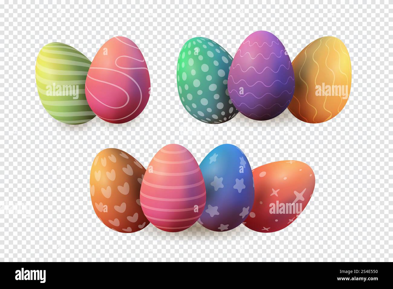 3d Easter voluminous eggs, composition elements, realistic and ...