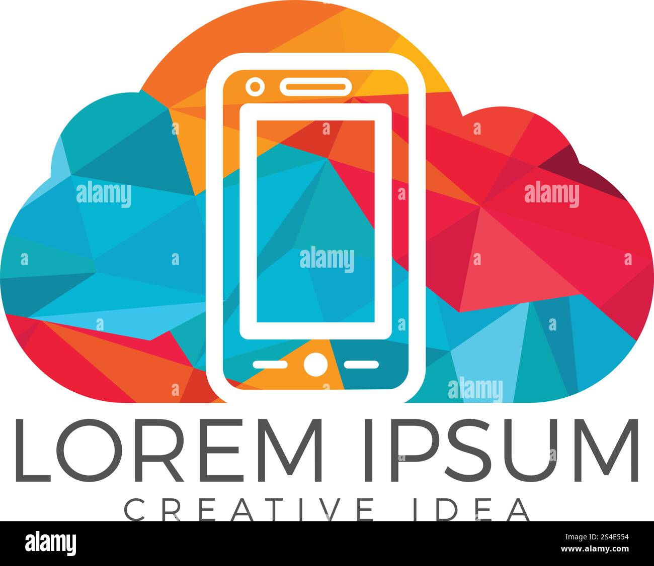 Cloud and Mobile phone logo design. Digital storage and computing ...