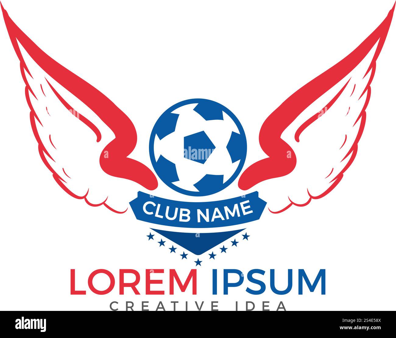 Football club emblem or soccer sport team logo design. Winged soccer ...