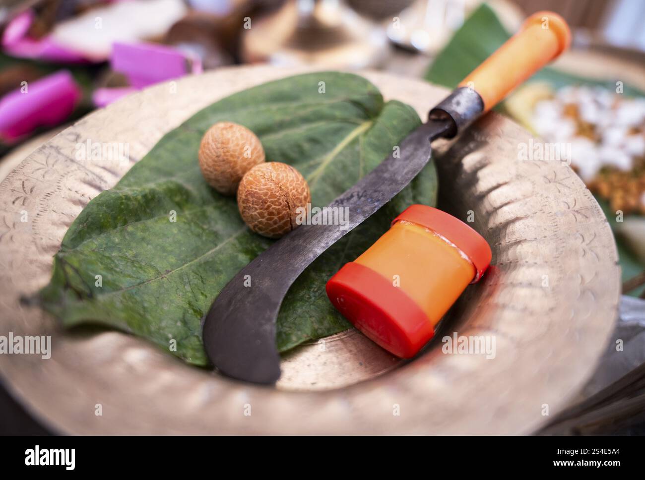 Assamese traditional food Tamul-paan (areca nut and betel leaves) at a ...