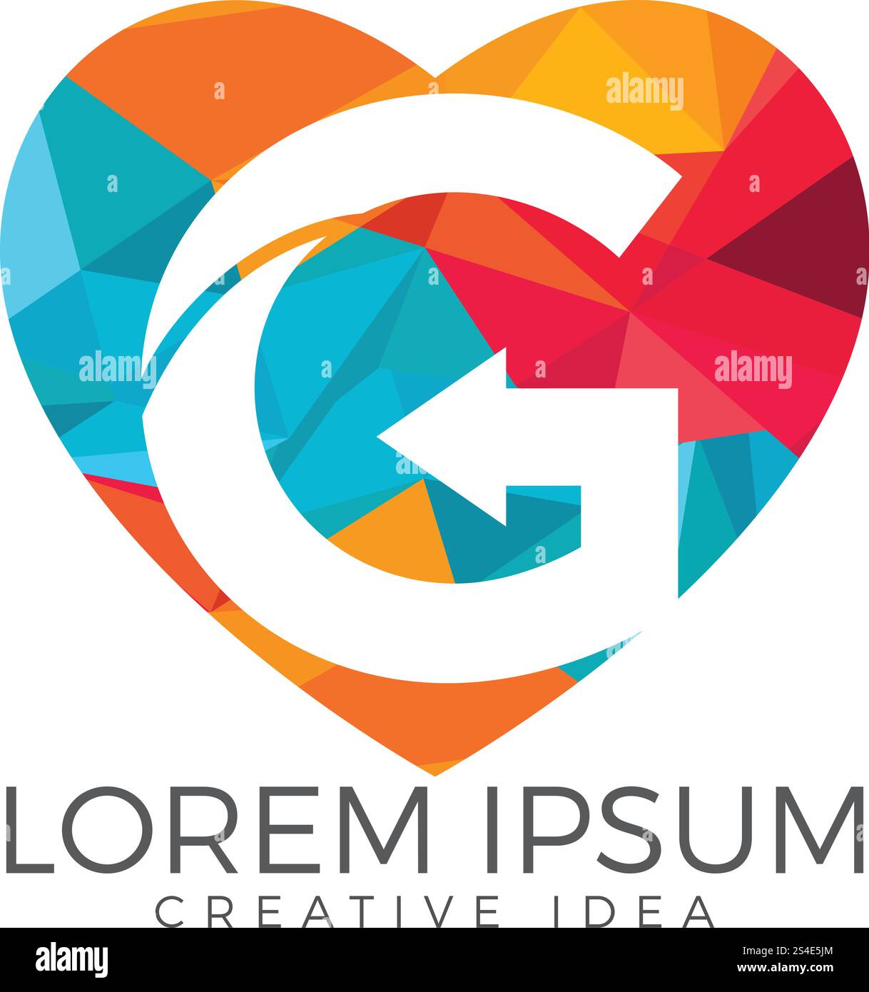 Letter G arrow icon logo design template. Heart shaped letter G logo ...