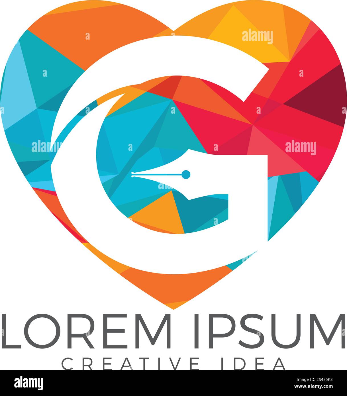 Letter G and nib logo design template. Heart shaped education concept ...