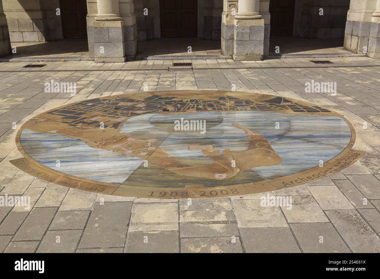 1908-2008 commemorative round marble design with motifs inlaid in ...