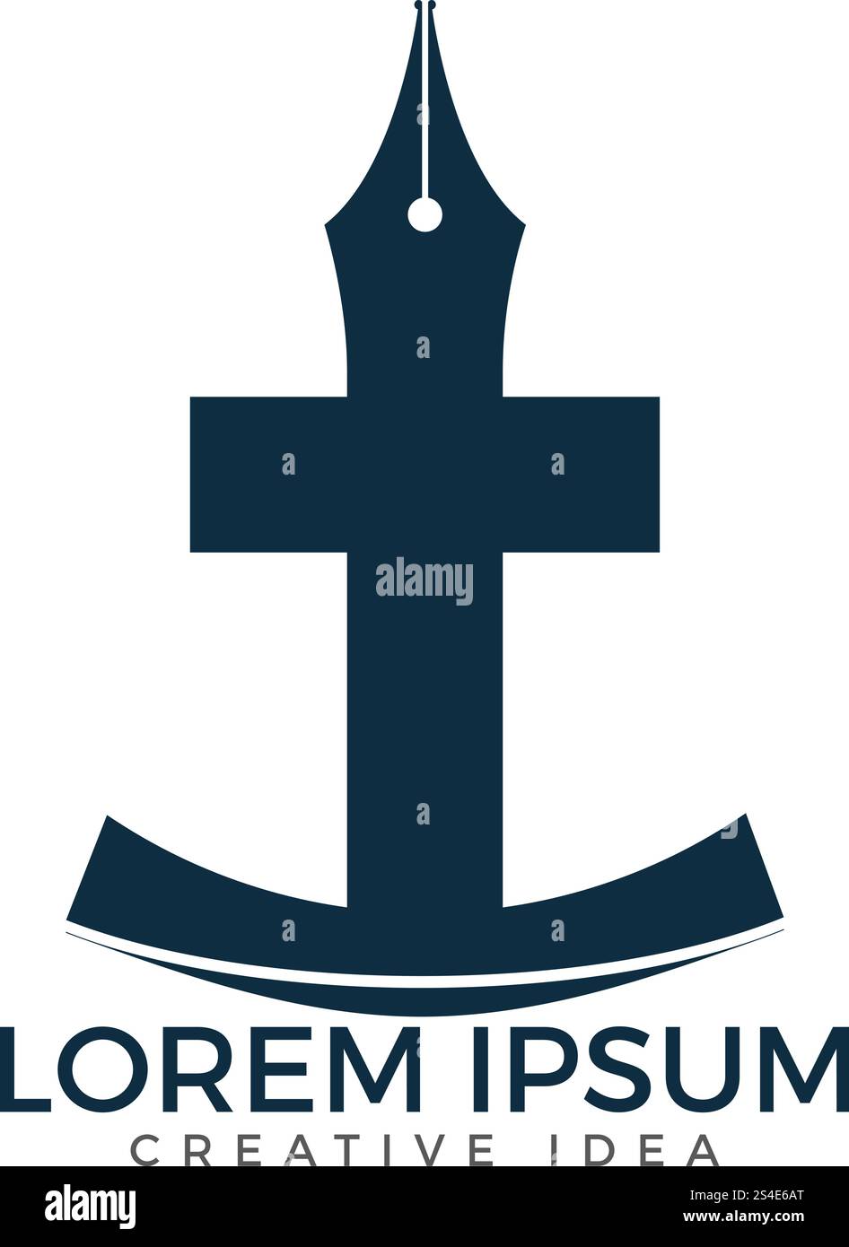 Christian church vector logo design. Crucifixion and pen nib icon ...