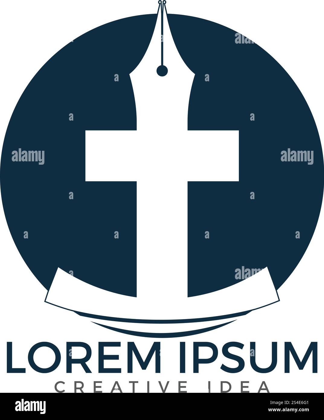 Christian church vector logo design. Crucifixion and pen nib icon ...