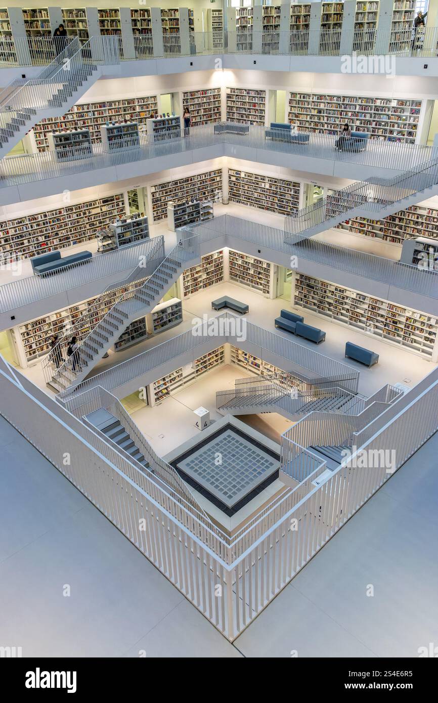 Cube-shaped interior of the city library on Mailaender Platz by ...
