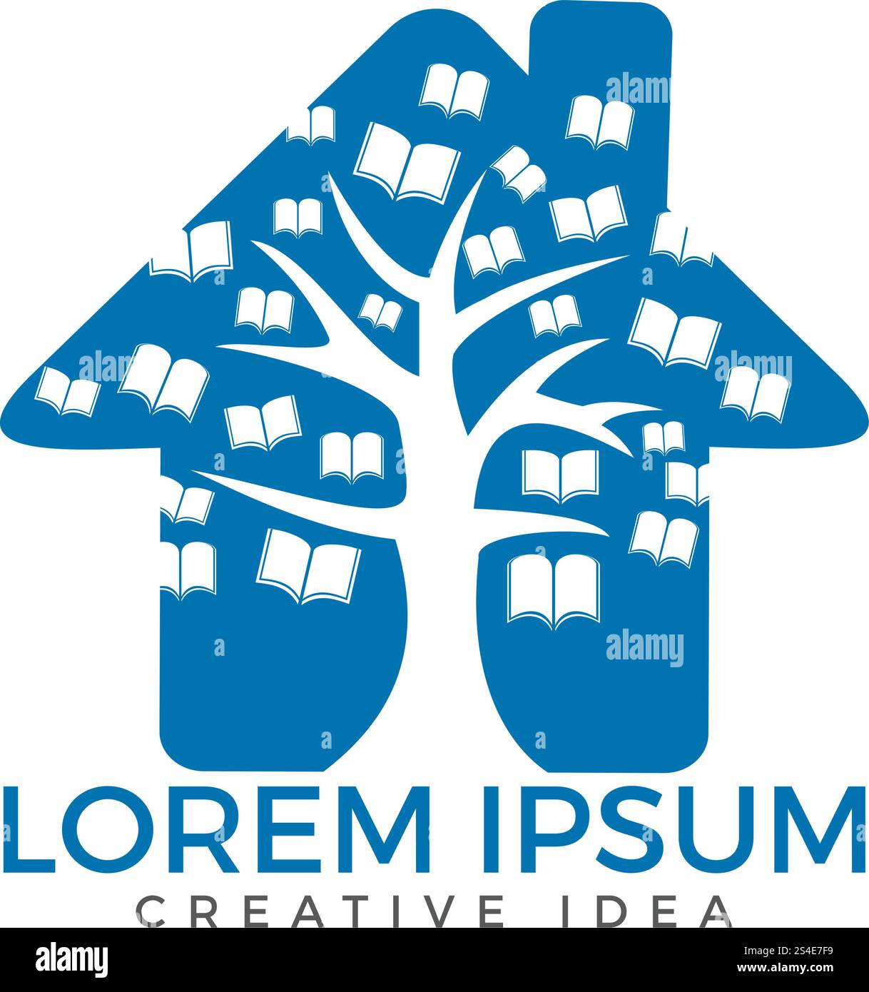 Education tree and books logo design. Home sign icon. Institutional and ...