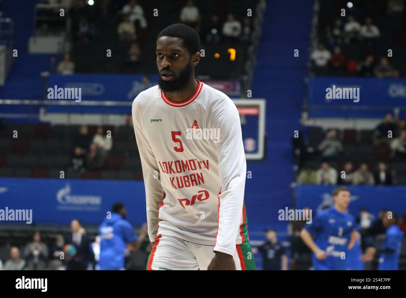 Robert "B. J." Johnson Jr. (5) of Lokomotiv Kuban in action during the VTB United League ...