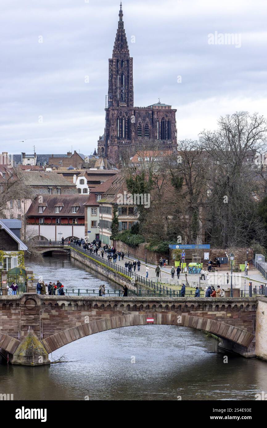 The bridge Ponts Couverts de Strasbourg on the river Ili, between the 4 ...