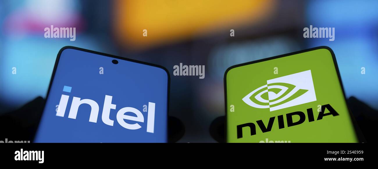 Nvidia and Intel logo is displayed on smartphone Stock Photo - Alamy