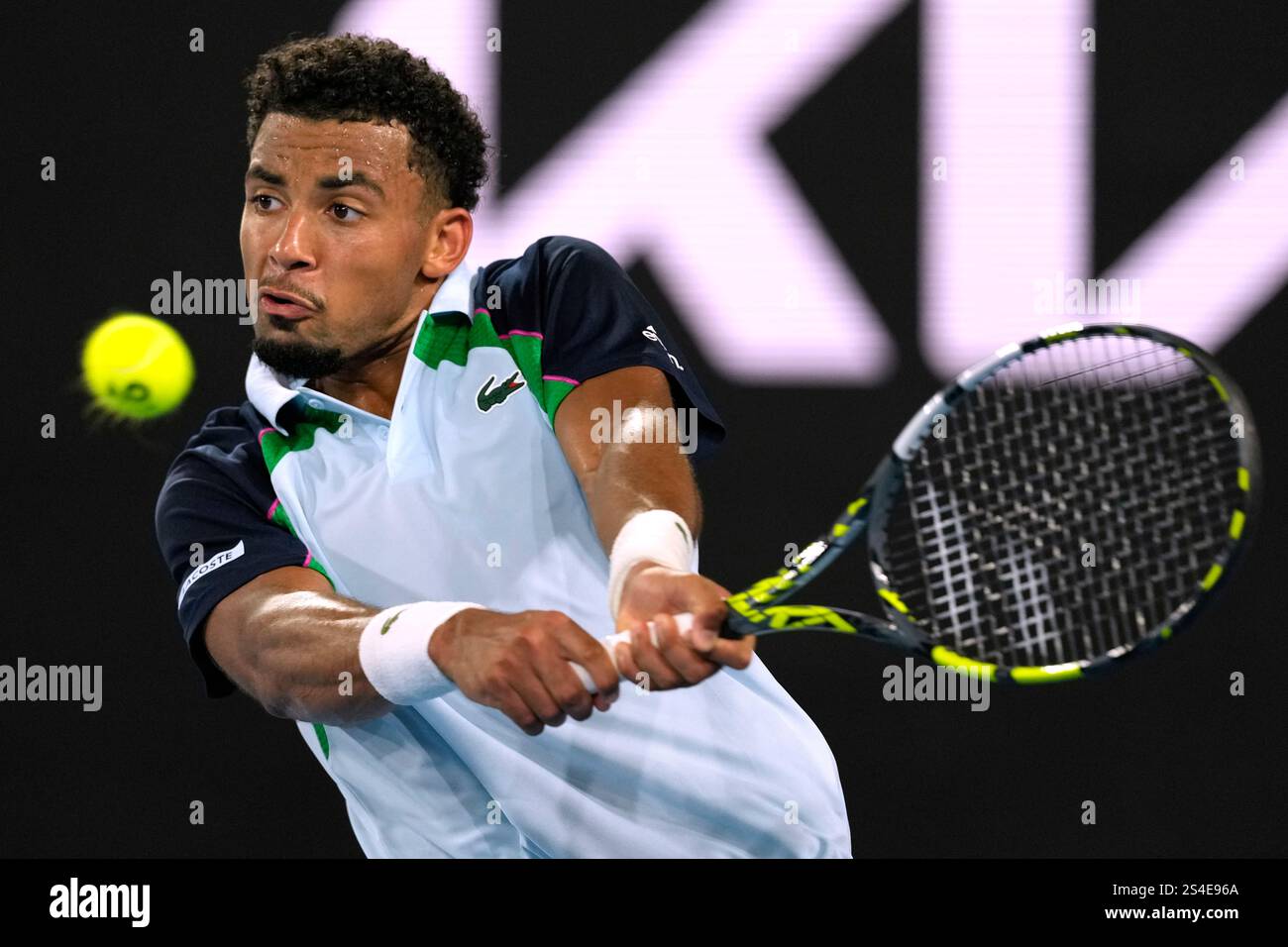 Arthur Fils of France plays a backhand return to Otto Virtanen of ...