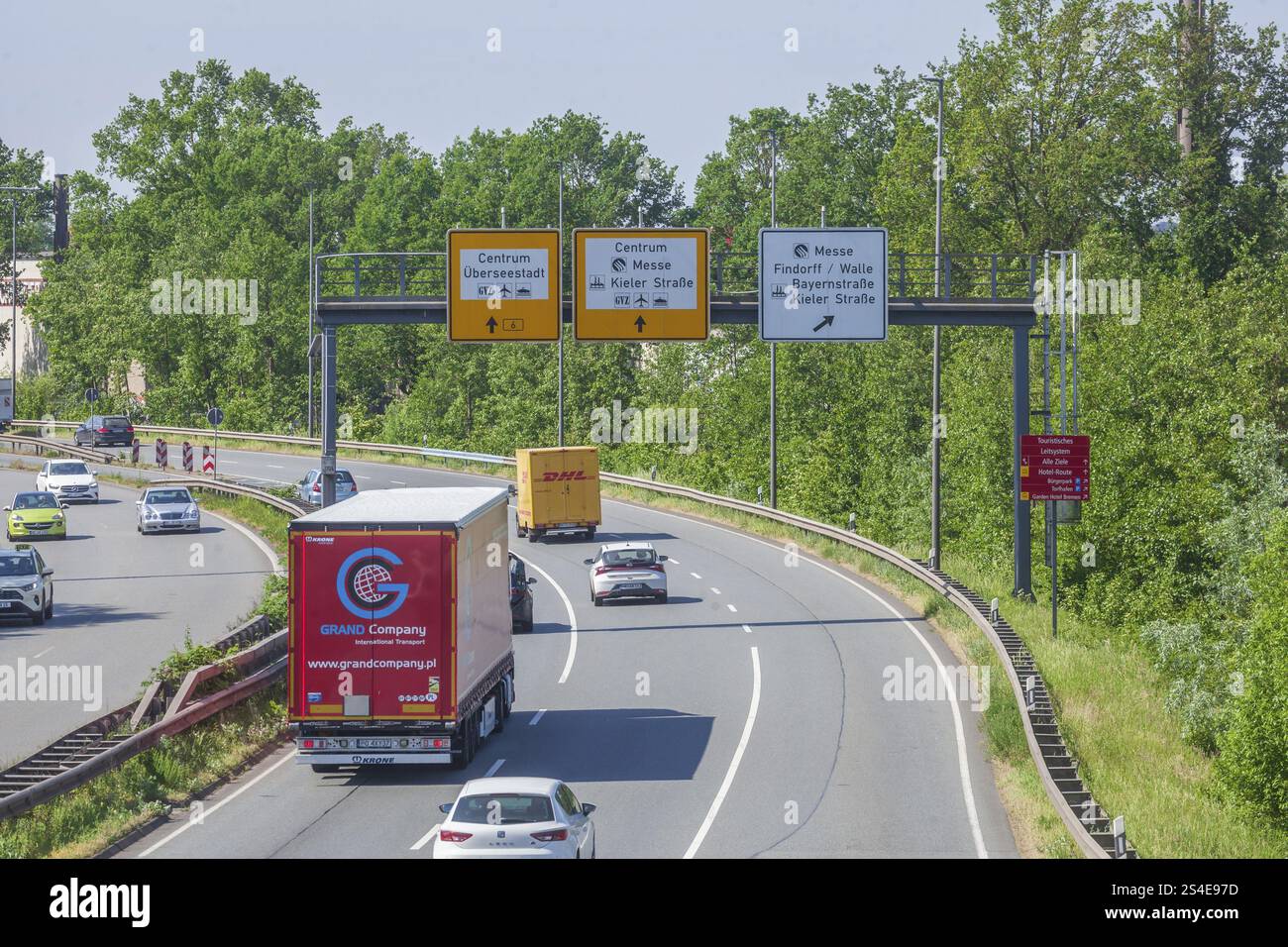 Motorway with cars and traffic signs, Germany, Europe Stock Photo - Alamy