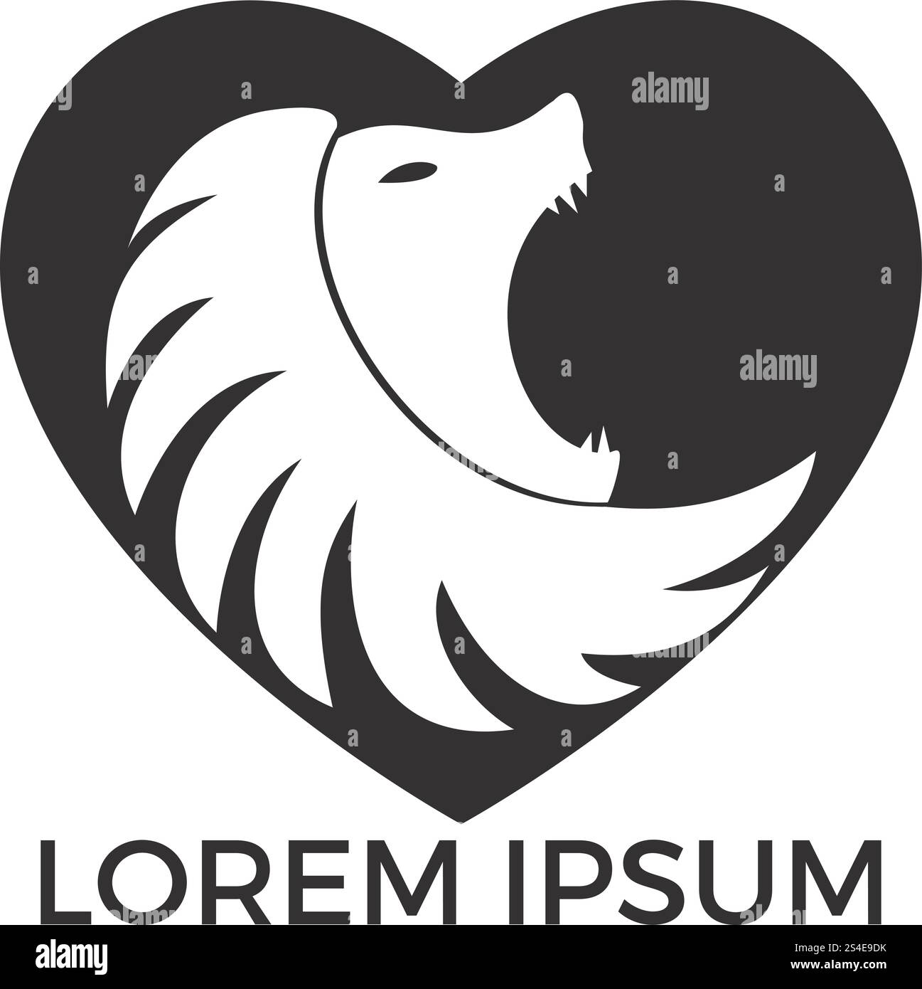 Lion heart shape logo vector. Wild lion head graphic illustration Stock ...