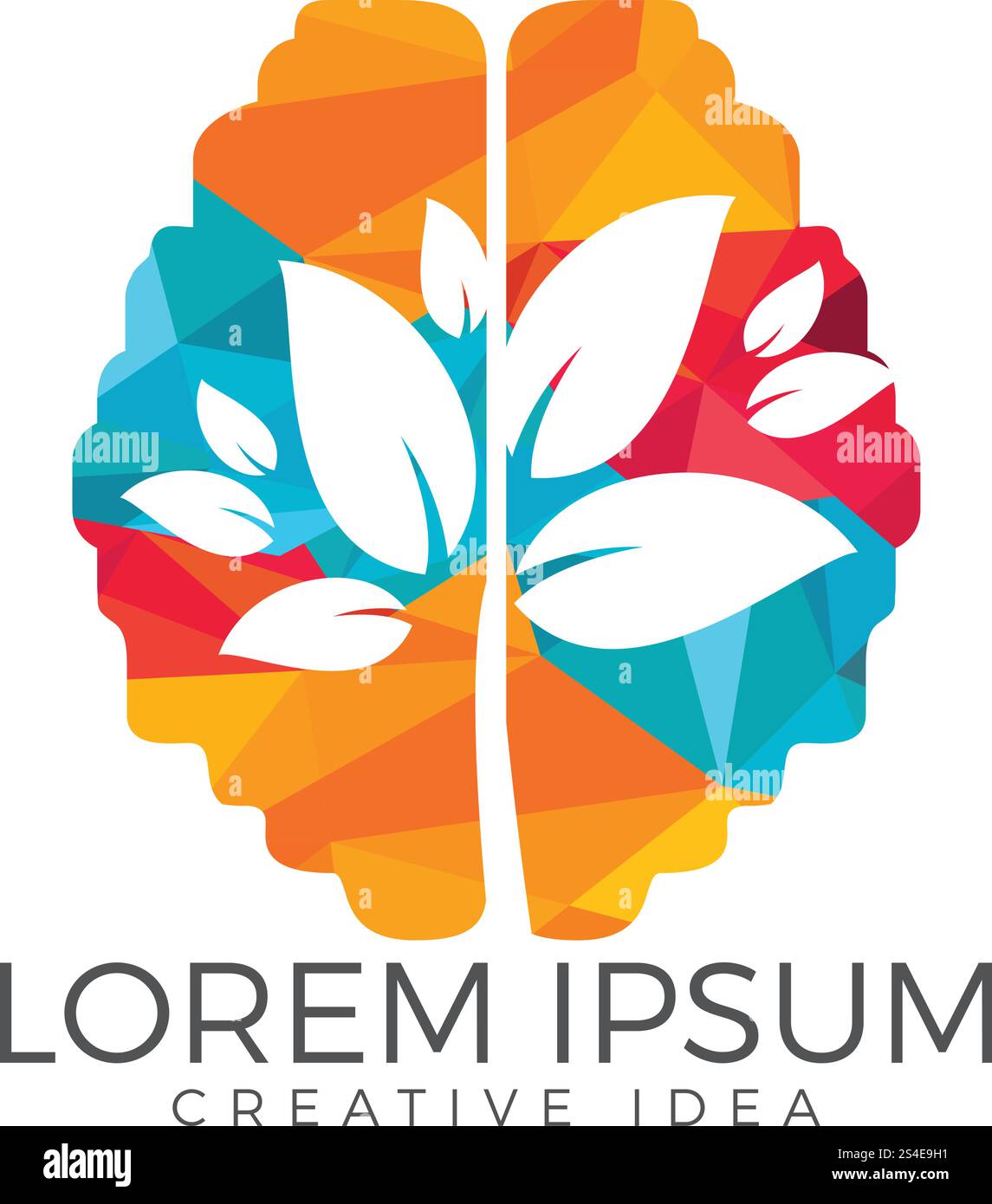 Green Brain tree logo design. Think Green label Stock Vector Image ...