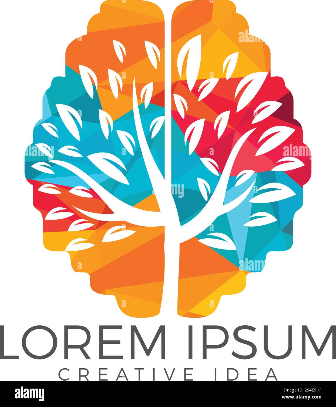 Green Brain tree logo design. Think Green label Stock Vector Image ...