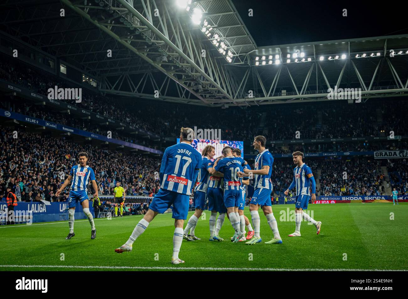 Leandro Cabrera (RCD Espanyol) celebrates with team mates during the La ...