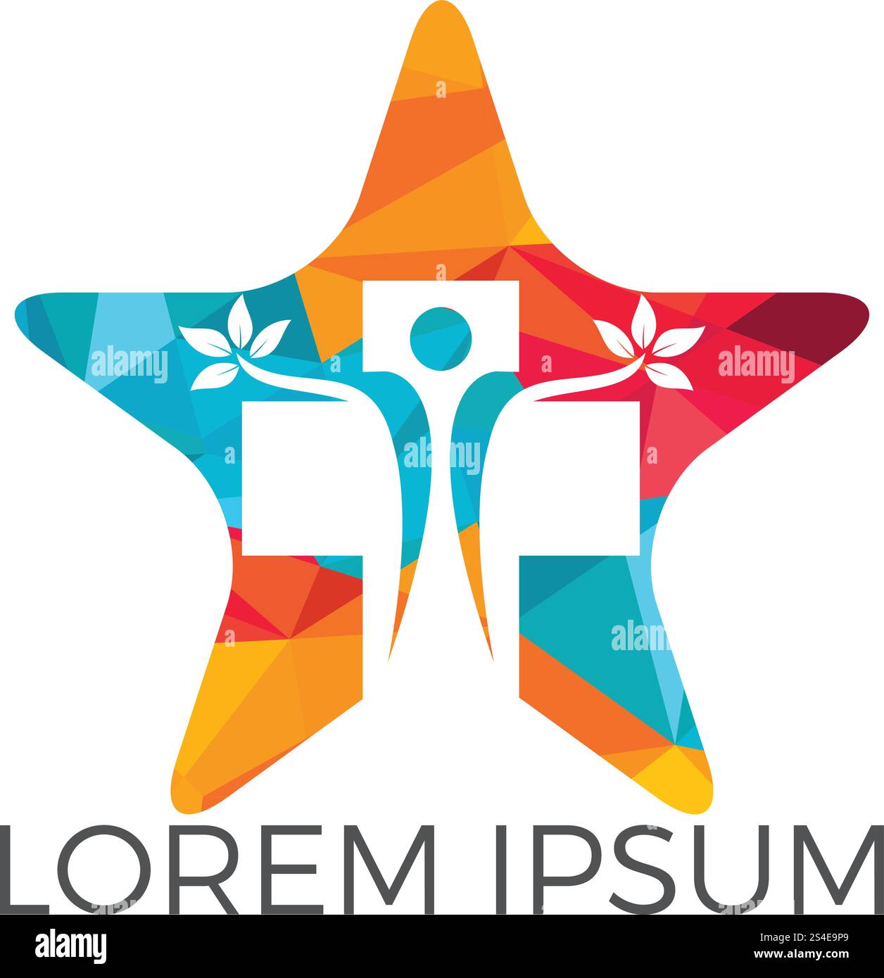 Medicine health cross star shape logo design. Plus nature healthy ...