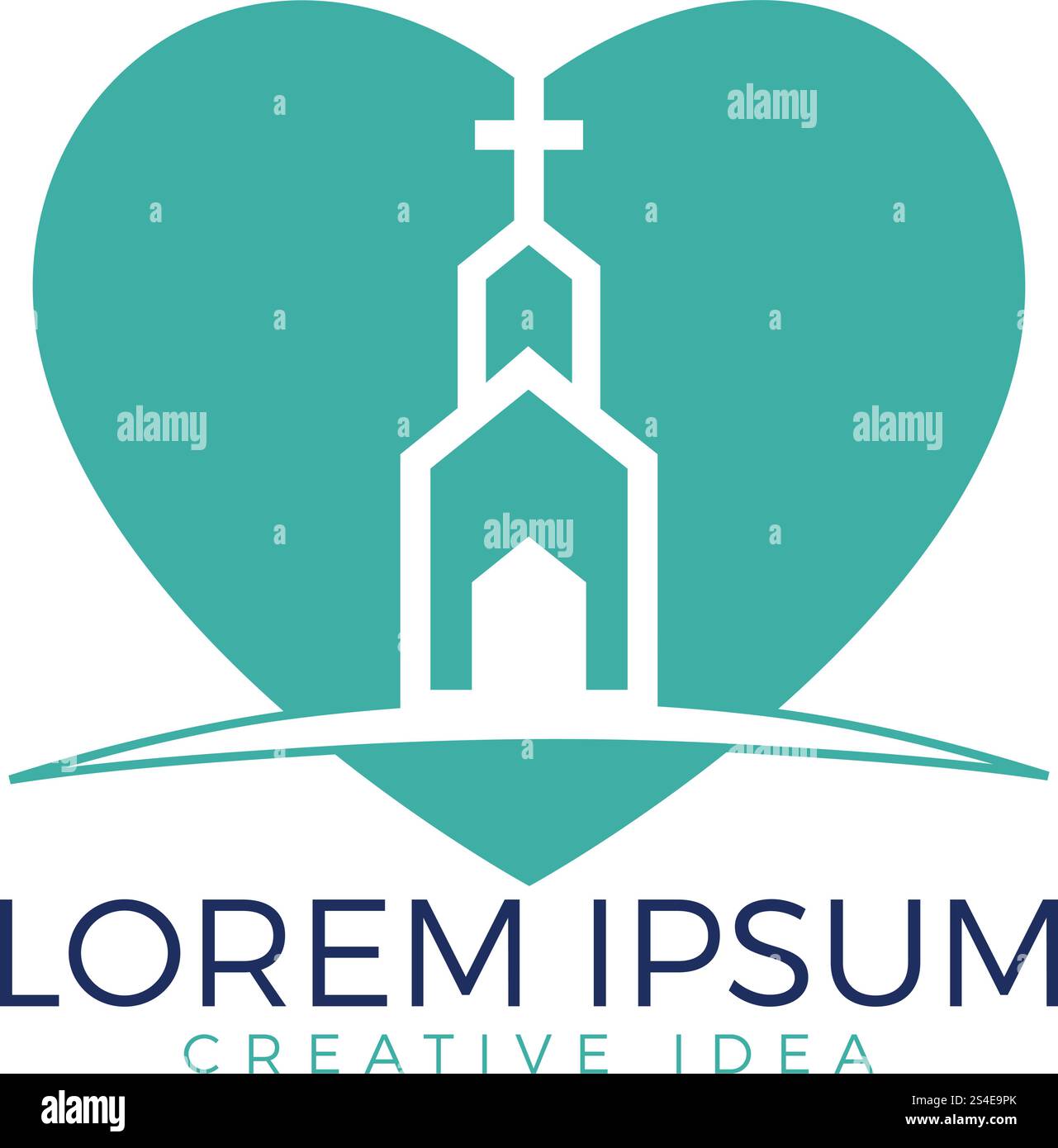 Heart with church building logo design. Template logo for churches and ...