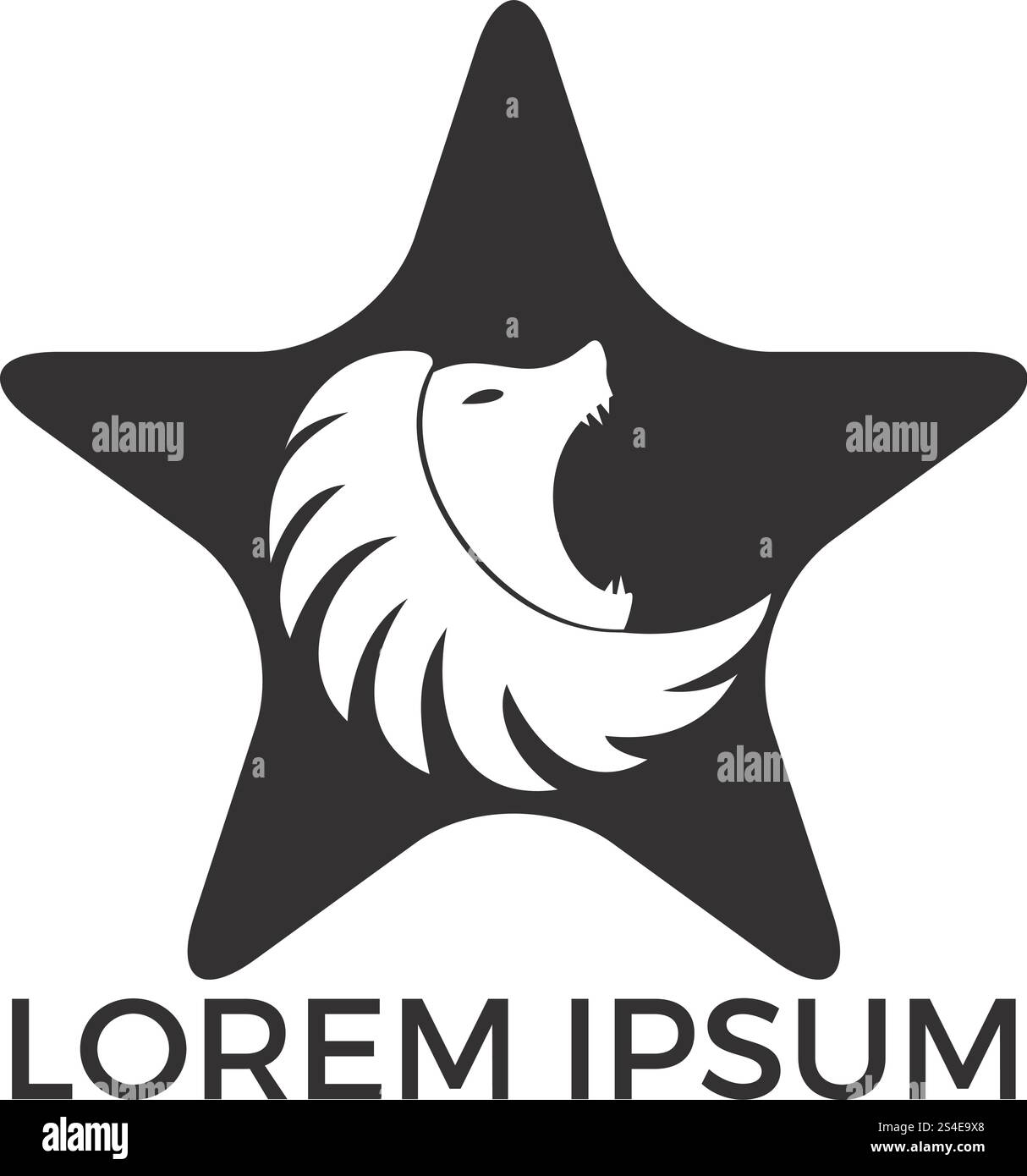 Lion head star shape logo design. Wild lion head graphic illustration ...